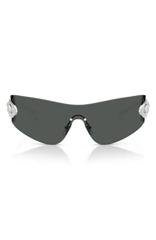 Versace Rimless Wrap Shield Sunglasses - 10008742 Dark Grey