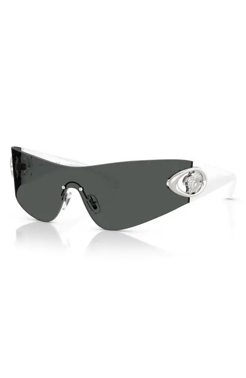 Versace Rimless Wrap Shield Sunglasses - 10008742 Dark Grey