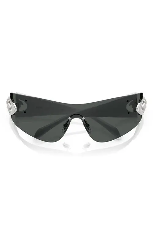 Versace Rimless Wrap Shield Sunglasses - 10008742 Dark Grey