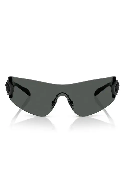 Versace Rimless Wrap Shield Sunglasses - Dark Grey