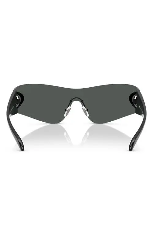 Versace Rimless Wrap Shield Sunglasses - Dark Grey