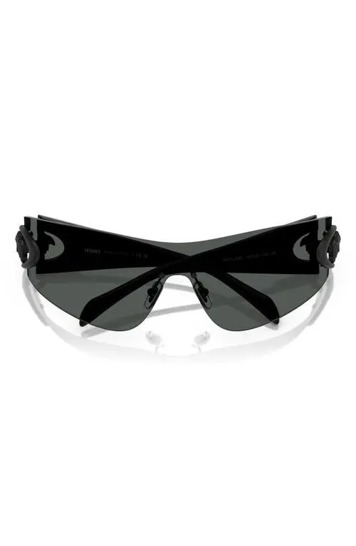 Versace Rimless Wrap Shield Sunglasses - Dark Grey
