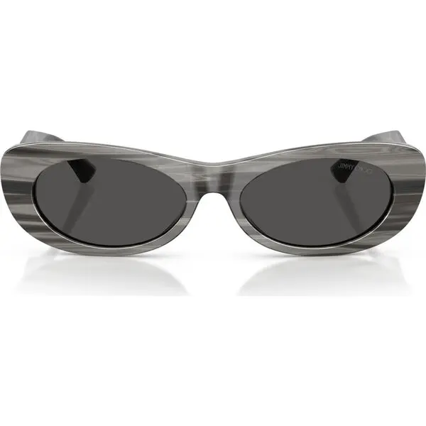 JIMMY CHOO Danny 54mm Oval Sunglasses - Striped Black / Dark Grey