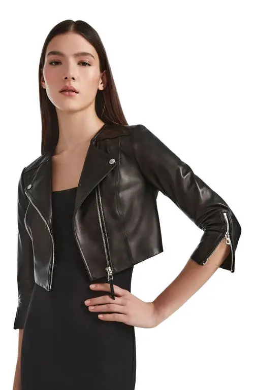 Rudsak Winni Fitted Cropped Leather Jacket