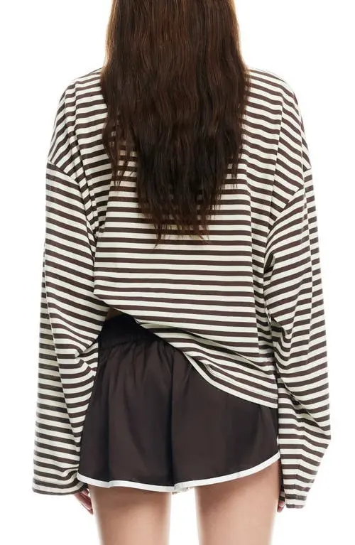 Lioness Bloom Stripe Top - Dark Chocolate Stripe