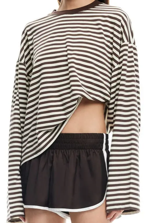 Lioness Bloom Stripe Top - Dark Chocolate Stripe