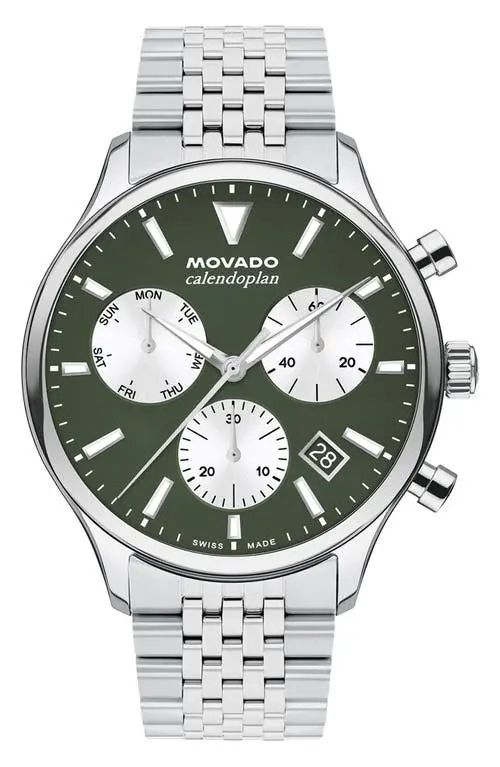 Movado Calendoplan Chronograph Bracelet Watch - Green