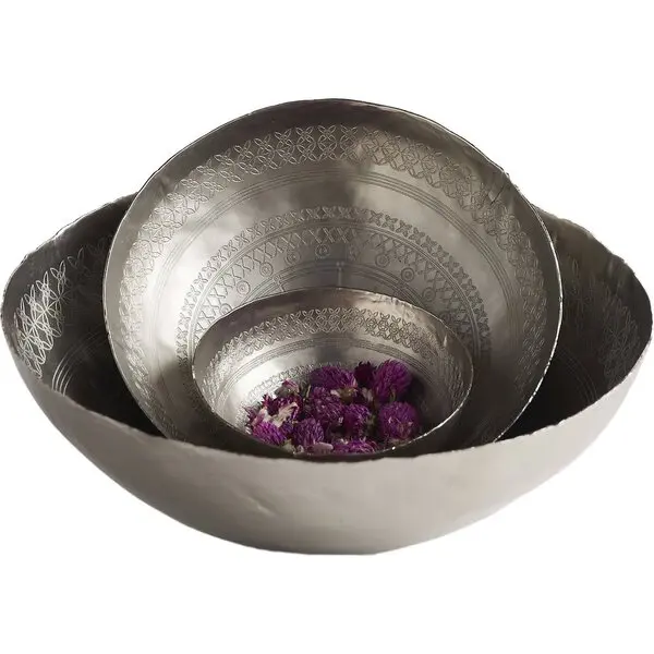 THE COLLECTIVE Mandala Bowls Assorted Set Of 3 - Nickel