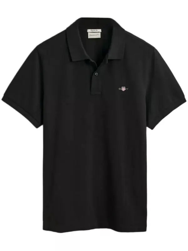 Gant Logo-embroidered Polo Shirt - Black