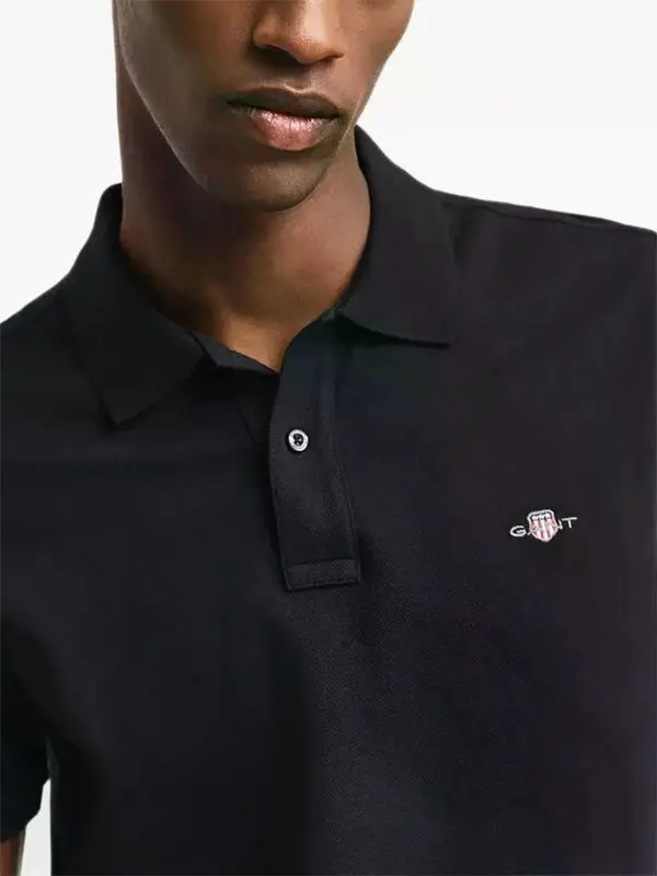 Gant Logo-embroidered Polo Shirt - Black