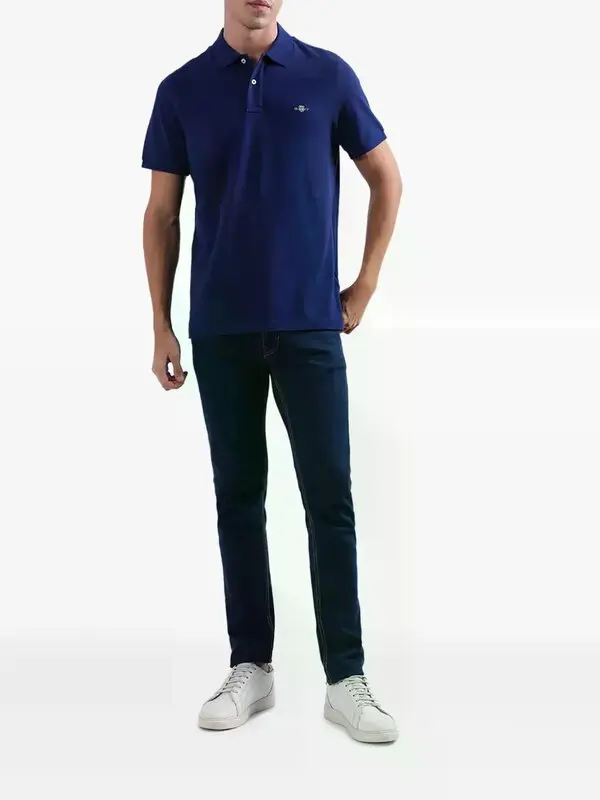 Gant Logo-embroidered Polo Shirt - Blue