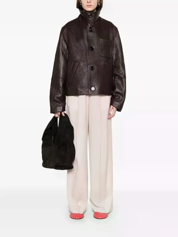 AMI Paris Leather Jacket - Brown