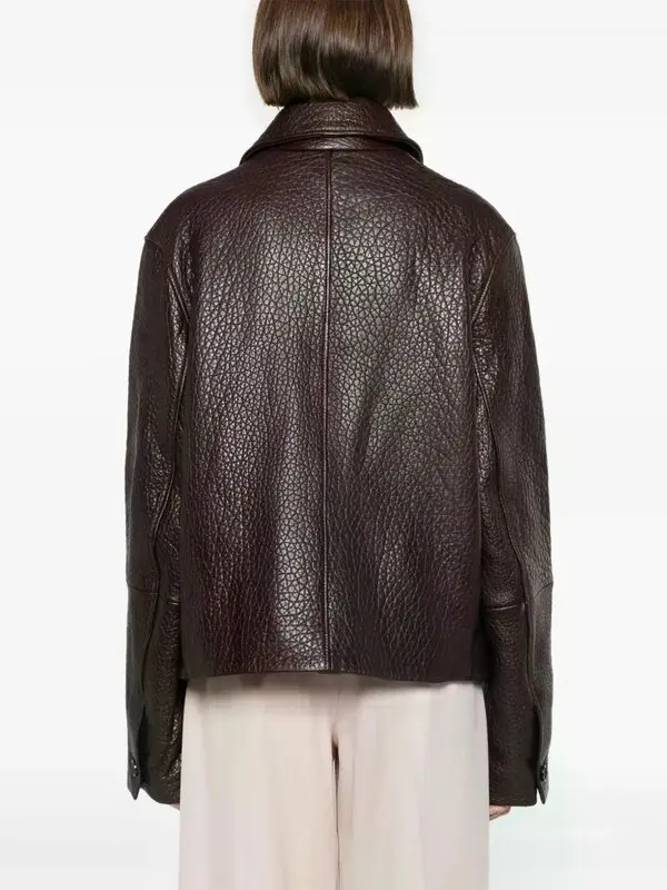 AMI Paris Leather Jacket - Brown