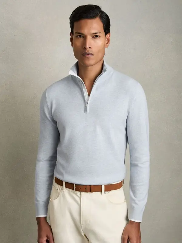 REISS Cotton-blend Half-zip Jumper