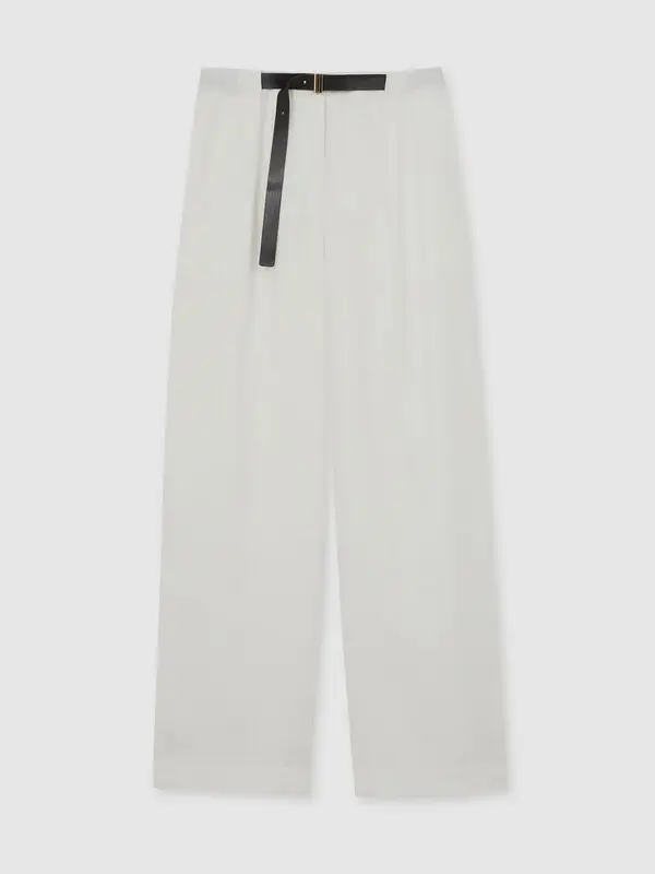 REISS Analise Linen Belted Wide-leg Trousers