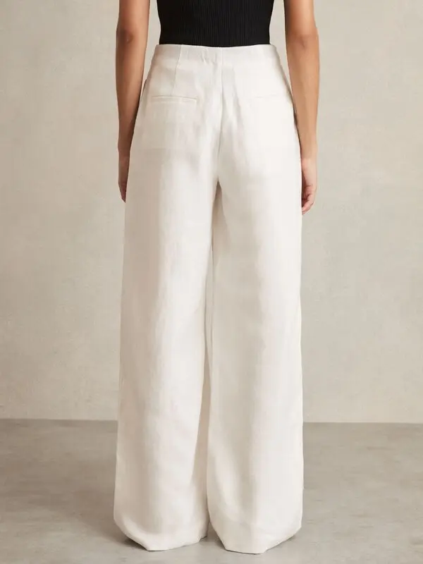 REISS Analise Linen Belted Wide-leg Trousers