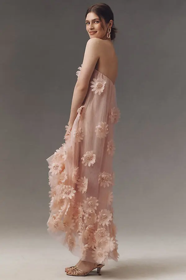 Helsi Athena Strapless 3d Floral Maxi Dress In Blush - 30% Off |  Editorialist