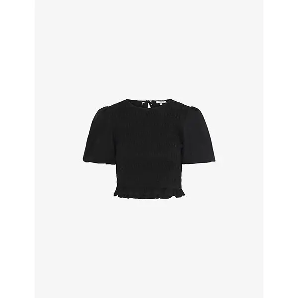 OMNES Nicolla Shirred Cotton Top - Black