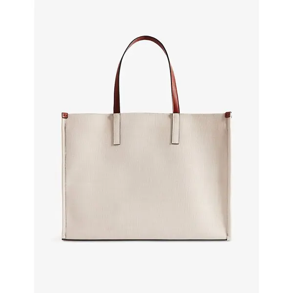 REISS Branded Cotton-blend Tote Bag - Natural