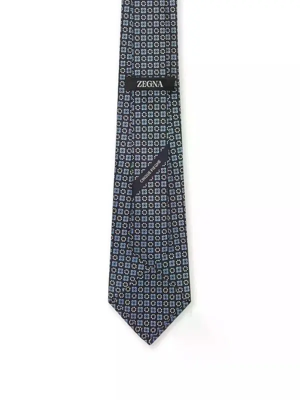 Zegna Cinque Pieghe Silk Neck Tie - Blue
