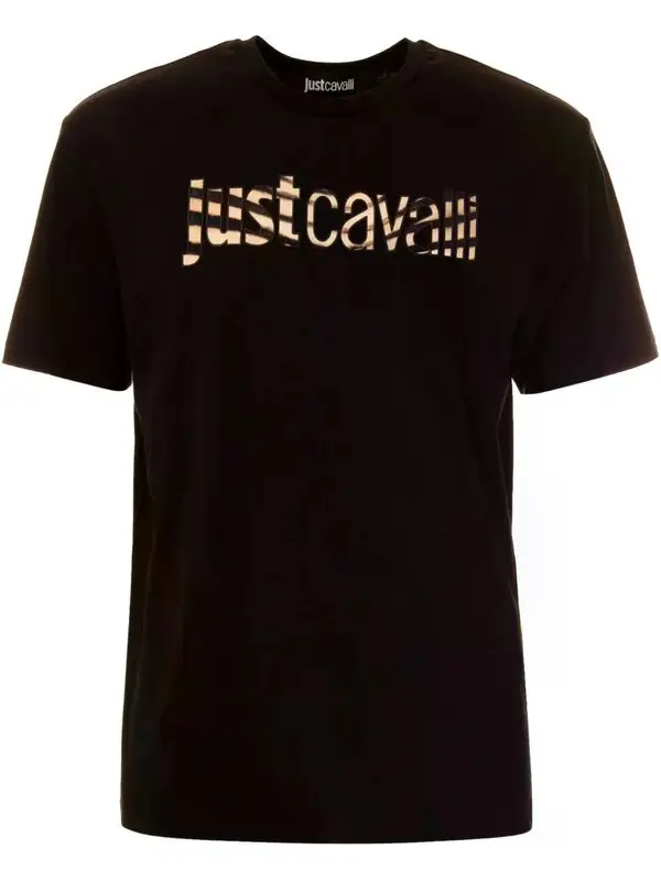 Just Cavalli Logo-embroidered T-shirt - Black