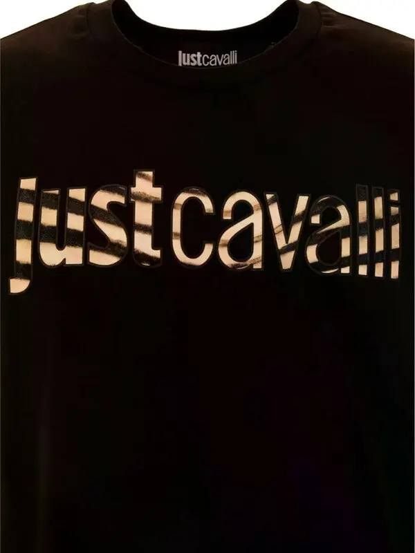 Just Cavalli Logo-embroidered T-shirt - Black