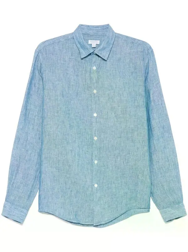 Sunspel Linen Shirt - Blue