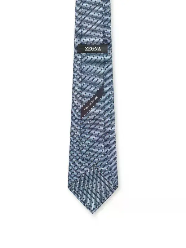 Zegna Cinque Pieghe Silk Neck Tie - Blue