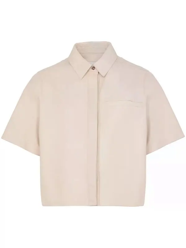 YVES SALOMON Cropped Leather Overshirt