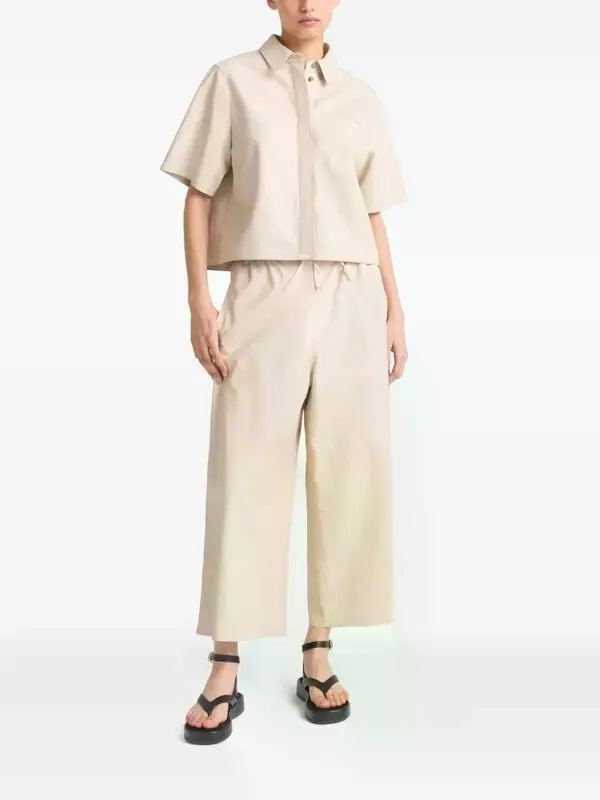 YVES SALOMON Cropped Leather Overshirt