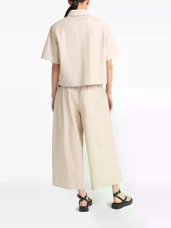 YVES SALOMON Cropped Leather Overshirt