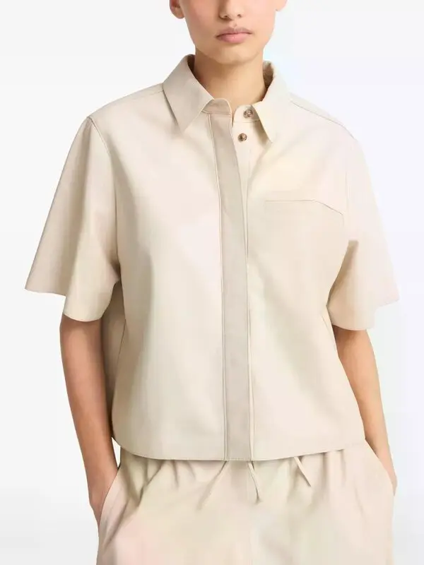 YVES SALOMON Cropped Leather Overshirt