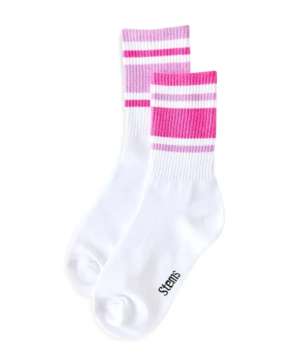 STEMS Mix Match Stripe Crew Socks - Pink Violet