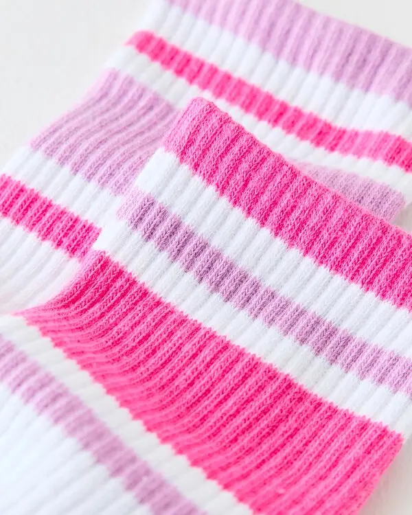 STEMS Mix Match Stripe Crew Socks - Pink Violet
