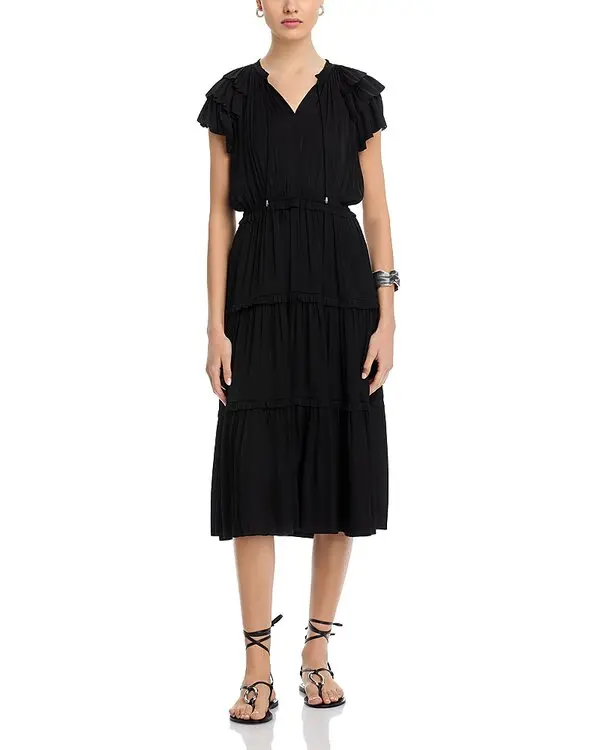 T Tahari Flutter Sleeve Airflow Dress - Black