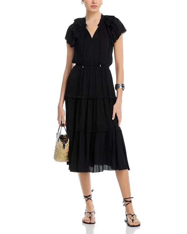 T Tahari Flutter Sleeve Airflow Dress - Black