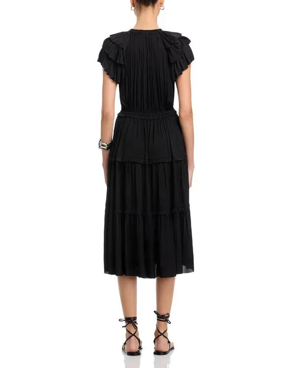 T Tahari Flutter Sleeve Airflow Dress - Black