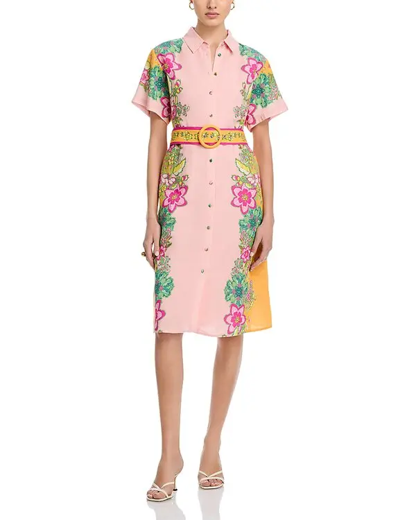 T Tahari Short Sleeve Midi Shirt Dress - Eternity Garden