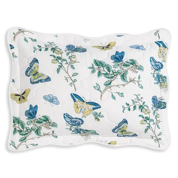 MATOUK Baudin Butterfly Quilted Boudoir Sham - Prussian Blue