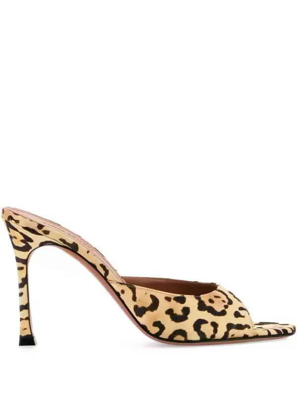 Amina Muaddi Alexa Leopard-print Mules - Neutrals