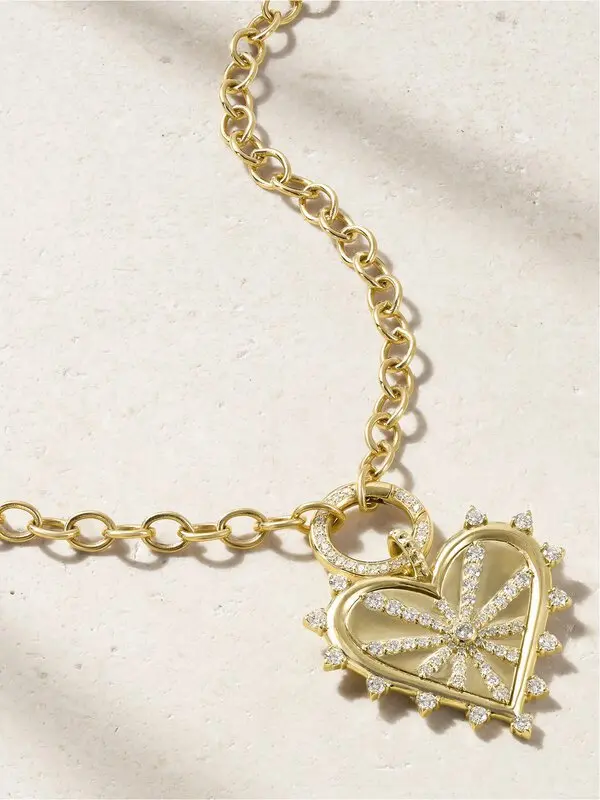 MARLO LAZ Small Spiked Pavé Diamond Necklace - Gold