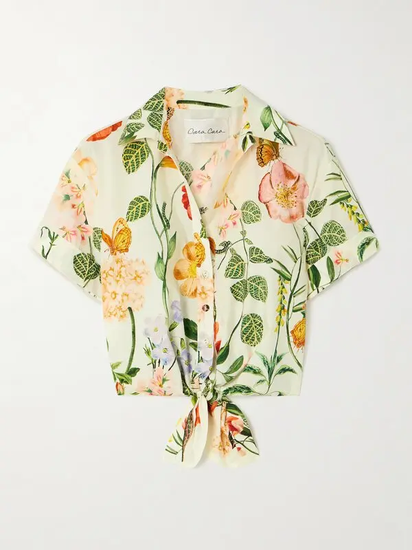 Cara Cara Asbury Floral-print Cotton-poplin Shirt - Neutrals
