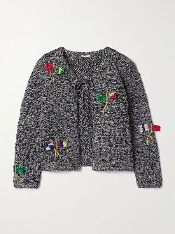 BODE Promenade Crocheted Satin Cardigan