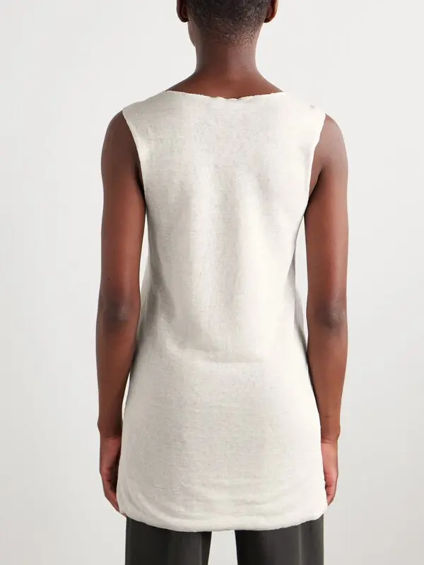THE ROW Jaylen Linen Cotton Blend Jersey Blouse