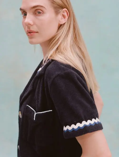 TOMBOLO Rick Rack Cropped Cabana Shirt