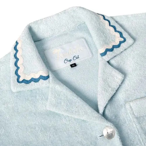 TOMBOLO Rick Rack Cropped Cabana Shirt - Sky Blue