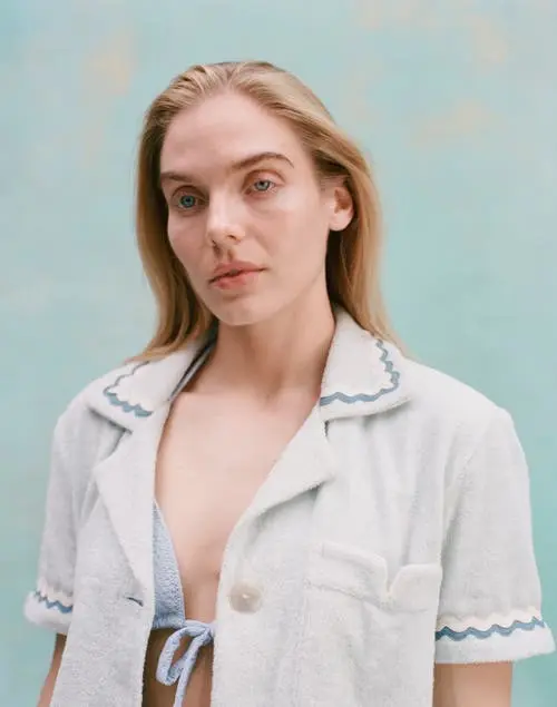 TOMBOLO Rick Rack Cropped Cabana Shirt - Sky Blue