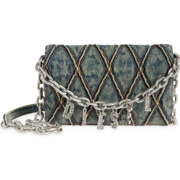 DIESEL® Charm-d Quilted Wallet On A Chain - Denim