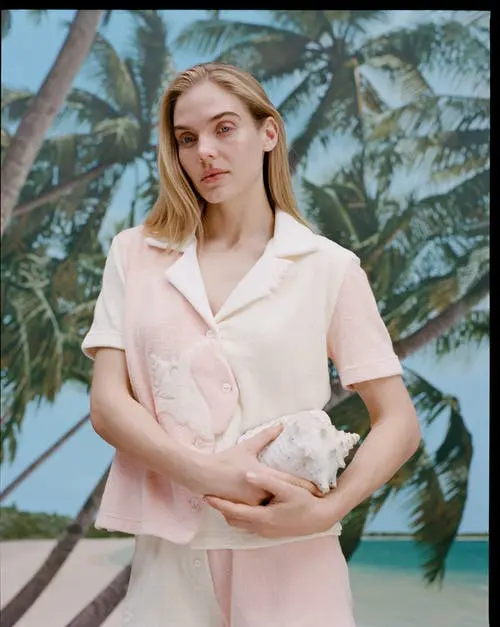 TOMBOLO Terrycloth Cropped Cabana Shirt
