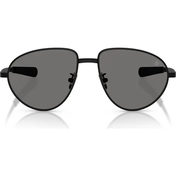 Moncler 55mm Pilot Sunglasses - Matte Black / Dark Grey